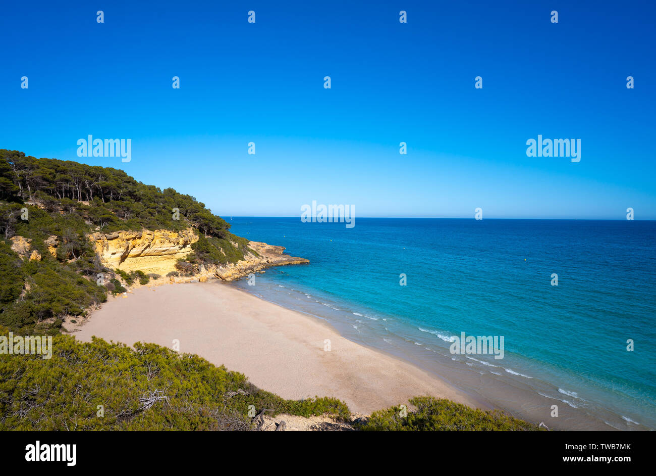 Cala Waikiki beach also Cala Fonda in Tarragona in Marquesa woods of ...