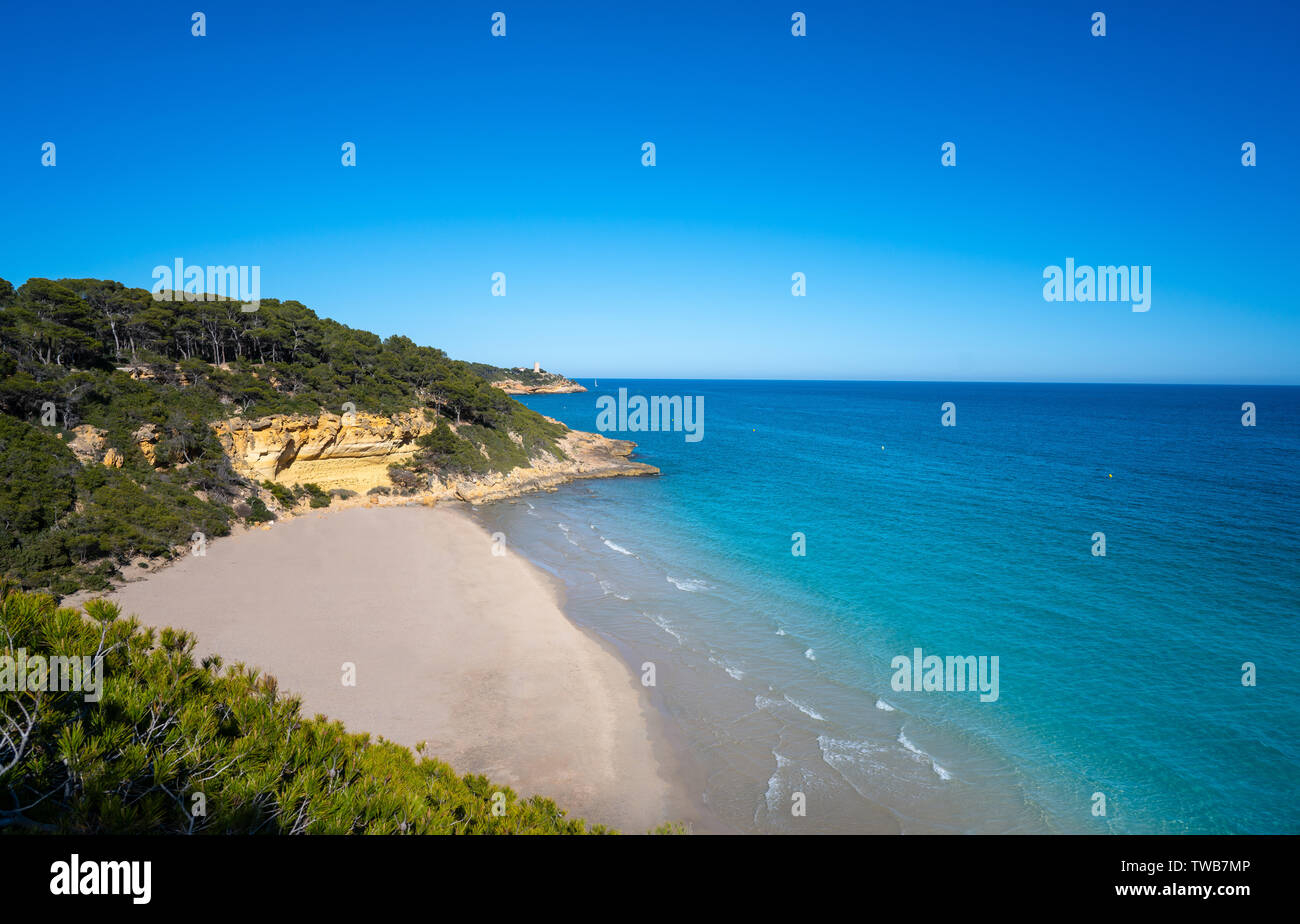 Cala Waikiki beach also Cala Fonda in Tarragona in Marquesa woods of ...