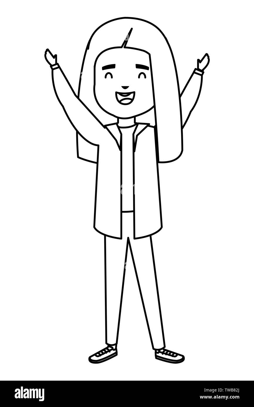 happy student girl comic character Stock Vector Image & Art - Alamy