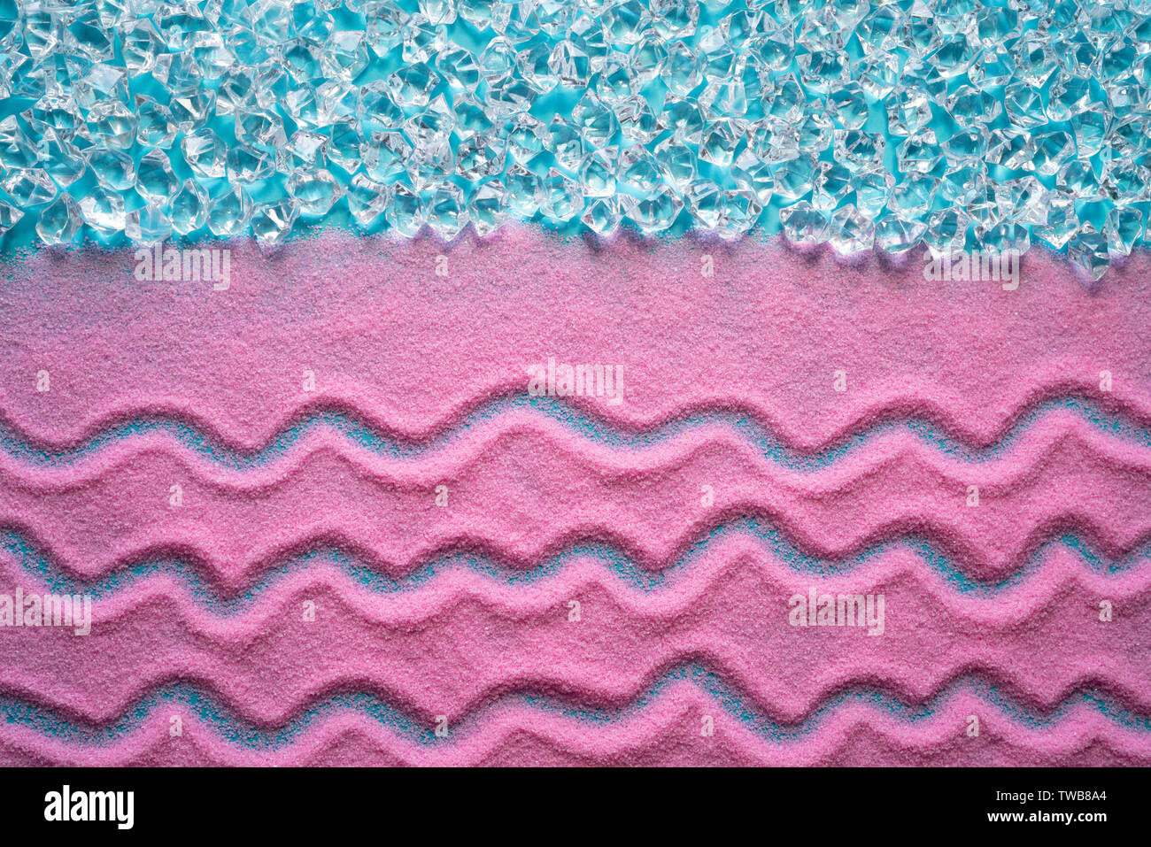 Pink beach sand background with aqua turquoise water abstract concept ...