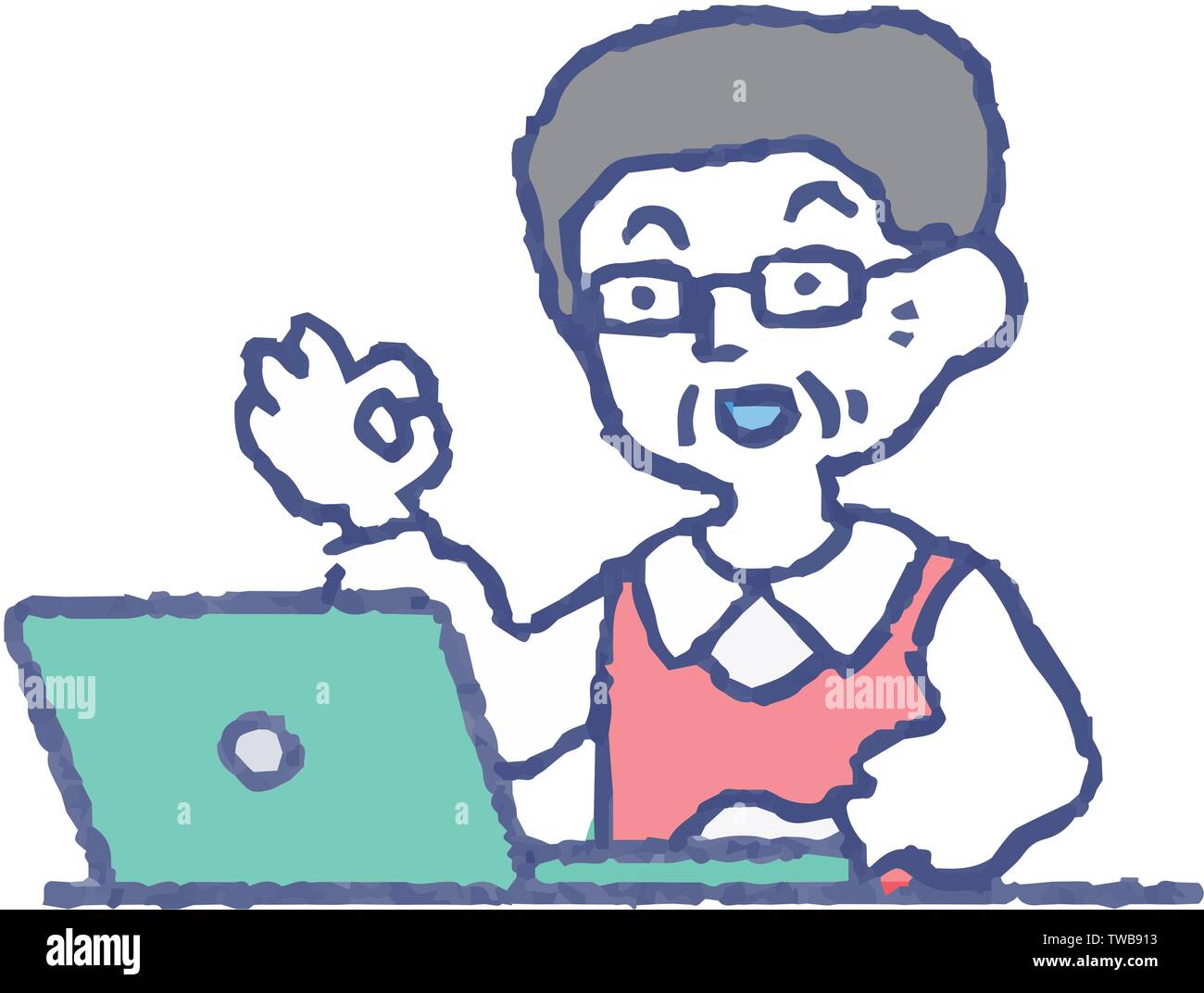 Elderly man computer Stock Vector Images - Alamy