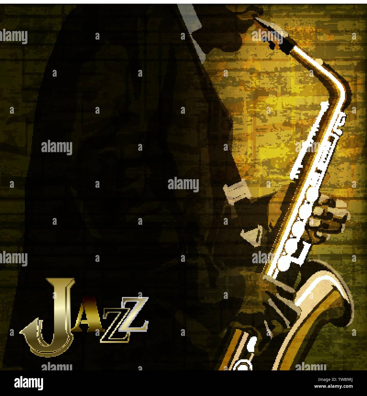 Old man playing saxophone Stock Vector Images - Alamy