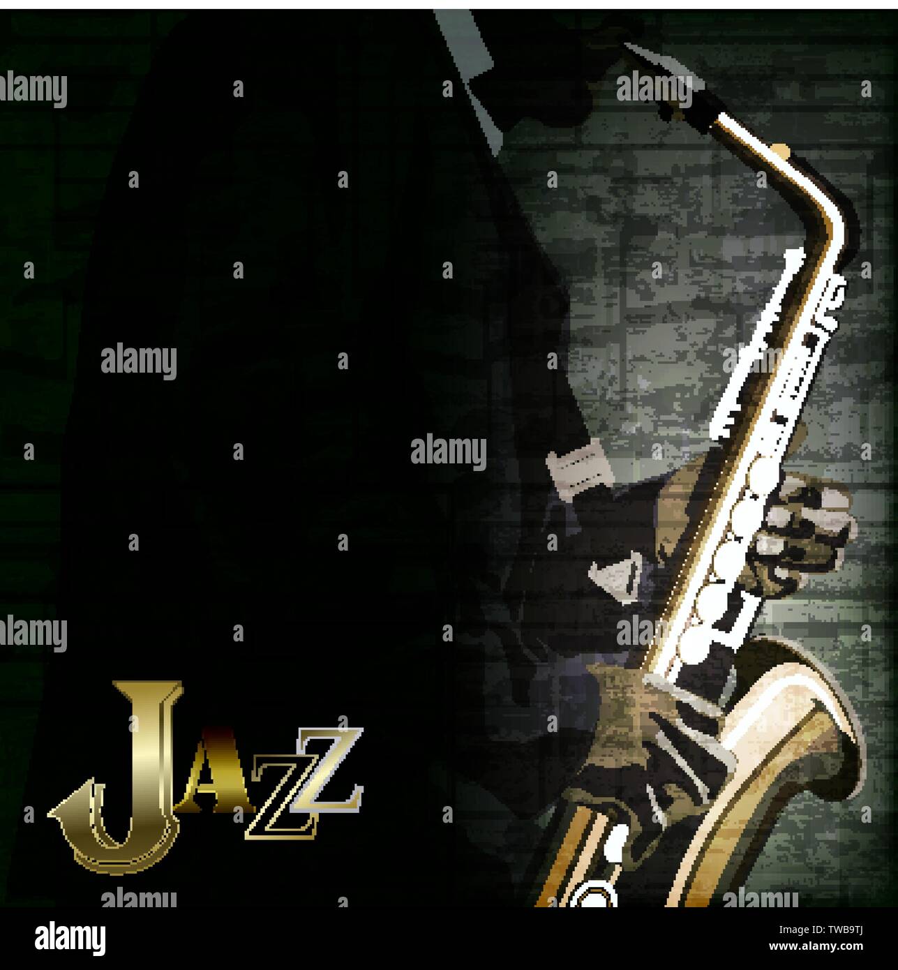 Old man playing saxophone Stock Vector Images - Alamy