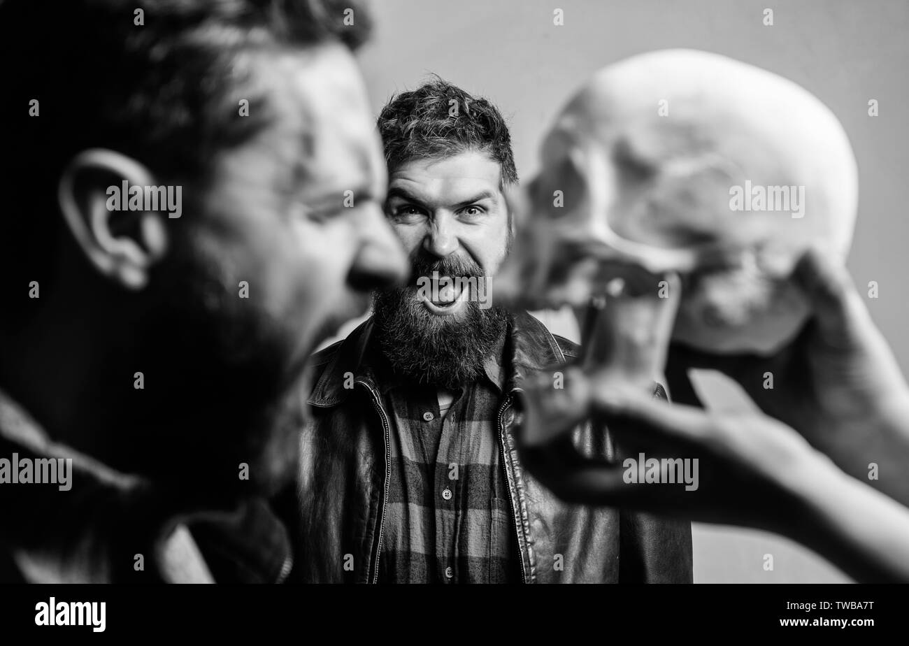 Human fears and courage. Looking deep into eyes of your fear. Man ...