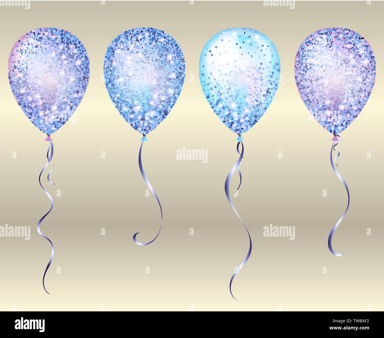 Flying glossyblue and purple shiny realistic 3D helium balloons with ...