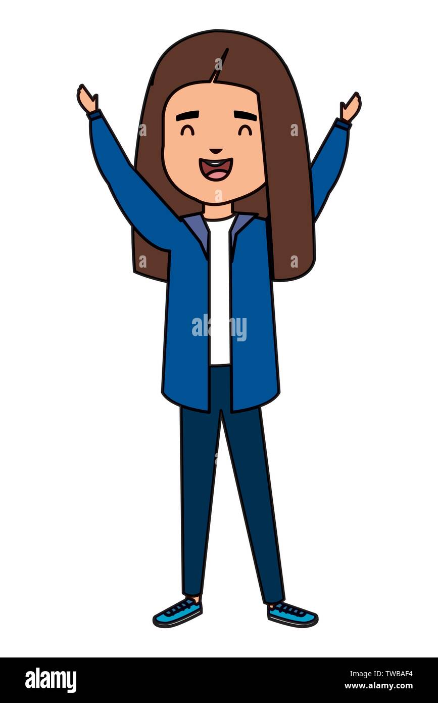 happy student girl comic character Stock Vector Image & Art - Alamy