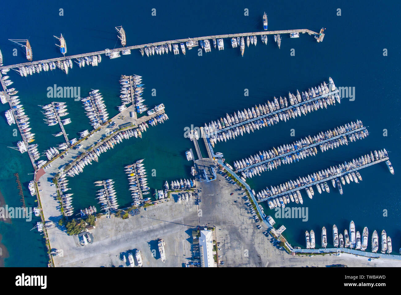 Top view of the large yacht marina. Aerial view by drone Stock Photo ...