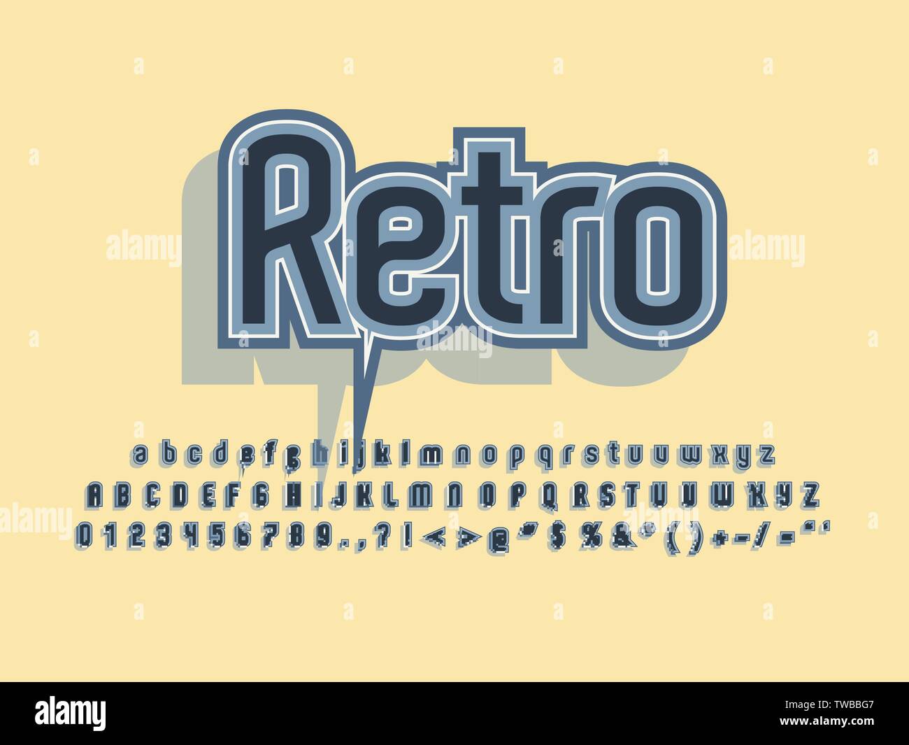Retro font and alphabet. Stock vector illustration Stock Vector Image ...
