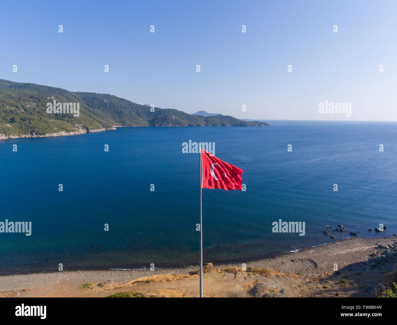 Turkey flag blowing in the wind Stock Photo - Alamy
