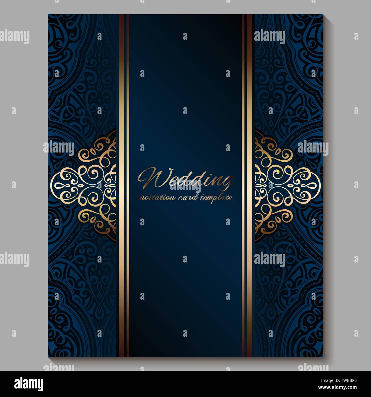 Wedding invitation card with gold shiny eastern and baroque rich ...