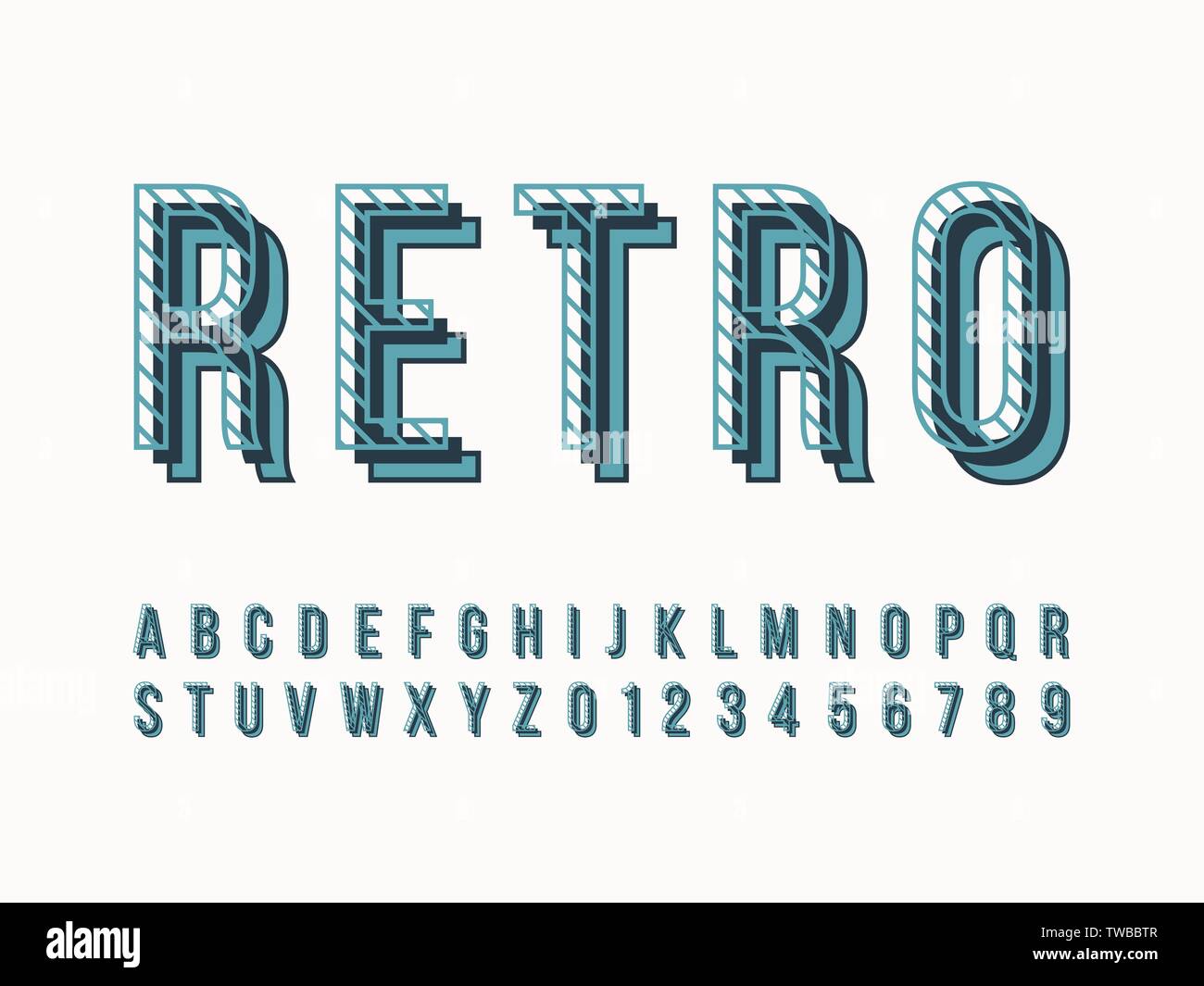 Retro font and alphabet. Stock vector illustration Stock Vector Image ...