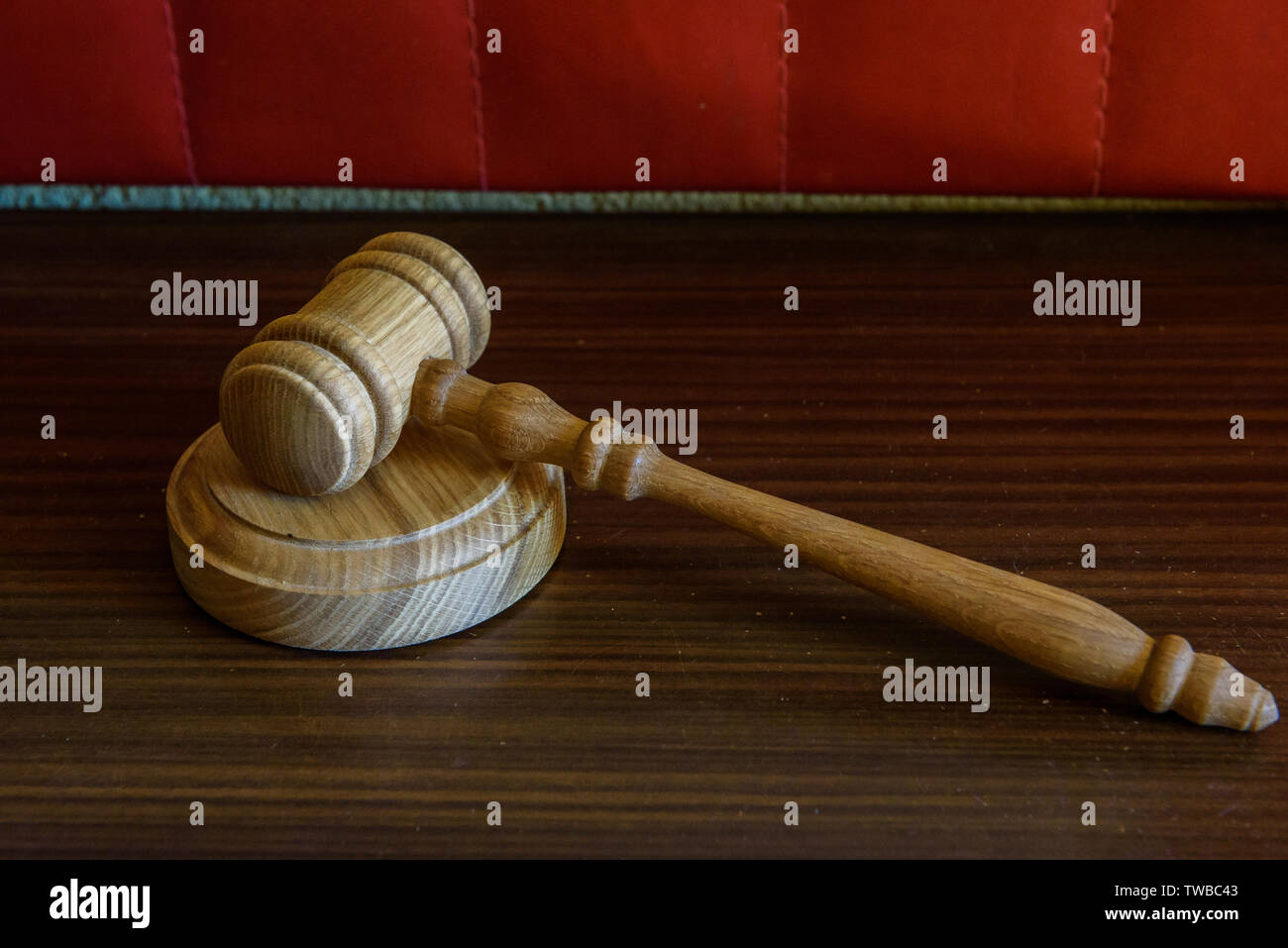 Wooden gavel, judge hammer on wooden background Stock Photo - Alamy