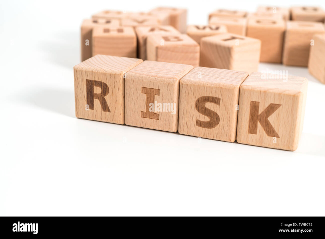 RISK wooden blocks of business concept isolated on white background ...