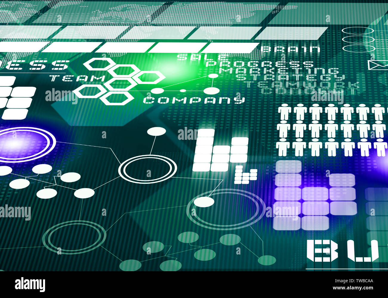 Digital business background image with icons on media screen Stock ...