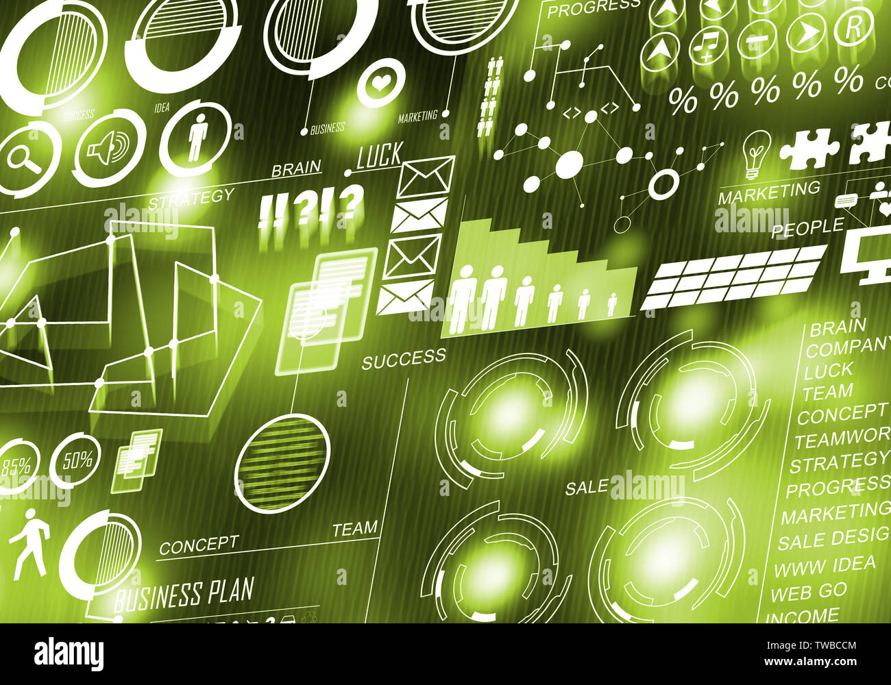 Digital business background image with icons on media screen Stock ...