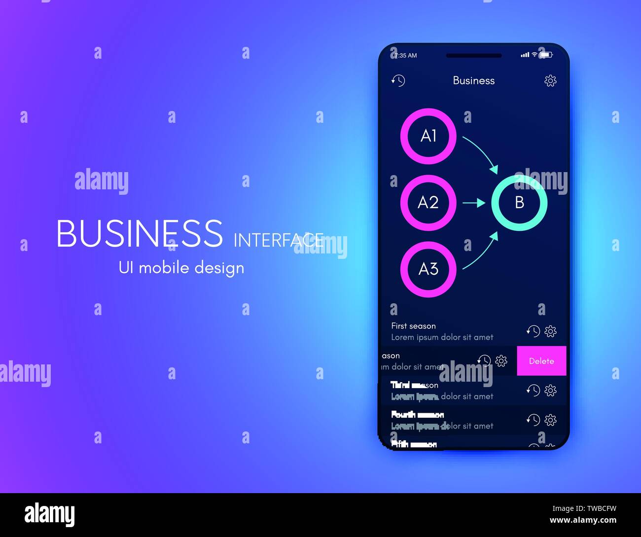 Vector graphics mobile infographics with three options. Template for ...