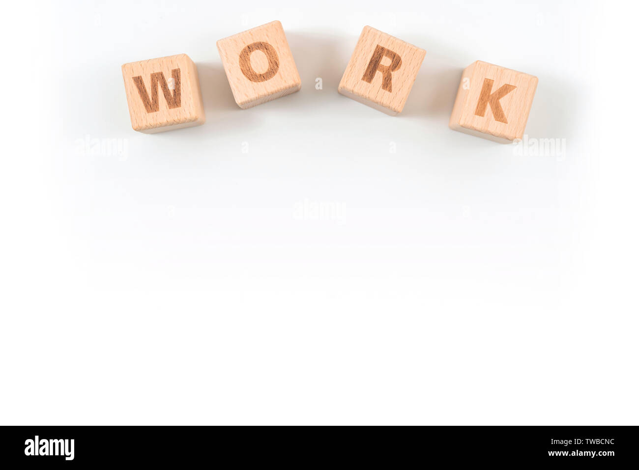 Work wooden blocks of business concept isolated on white background ...