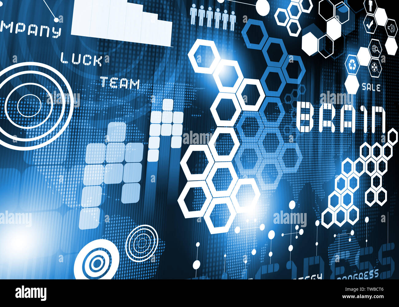 Digital business background image with icons on media screen Stock ...