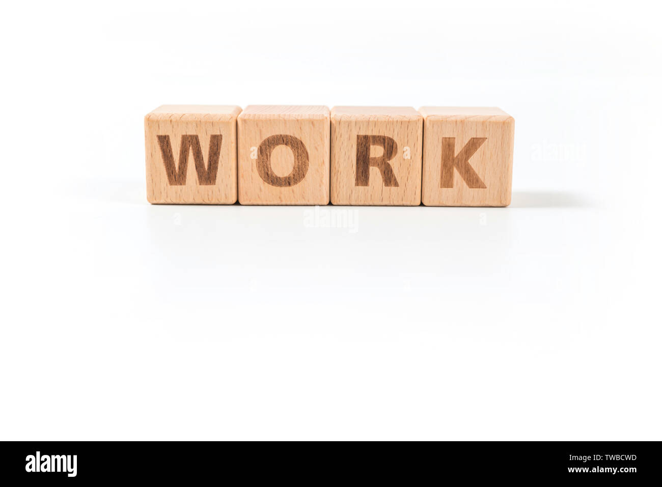 Work wooden blocks of business concept isolated on white background ...