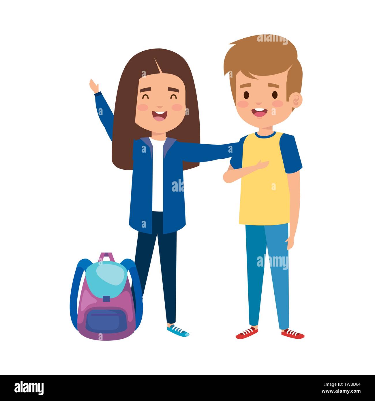 happy little students couple characters Stock Vector Image & Art - Alamy