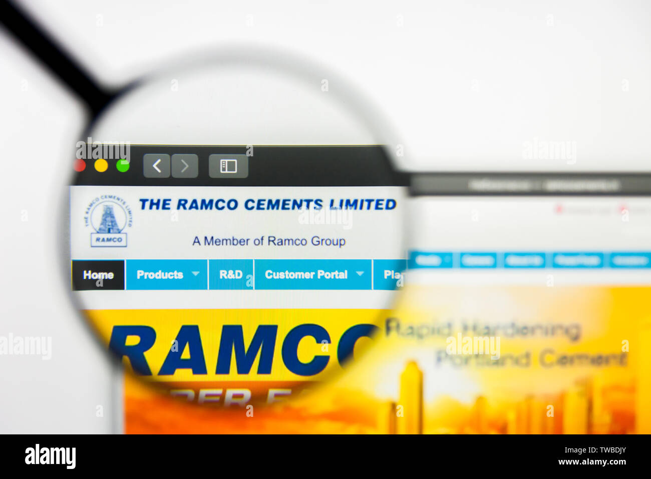 New York, New York State, USA - 18 June 2019: Illustrative Editorial of The Ramco Cements ...