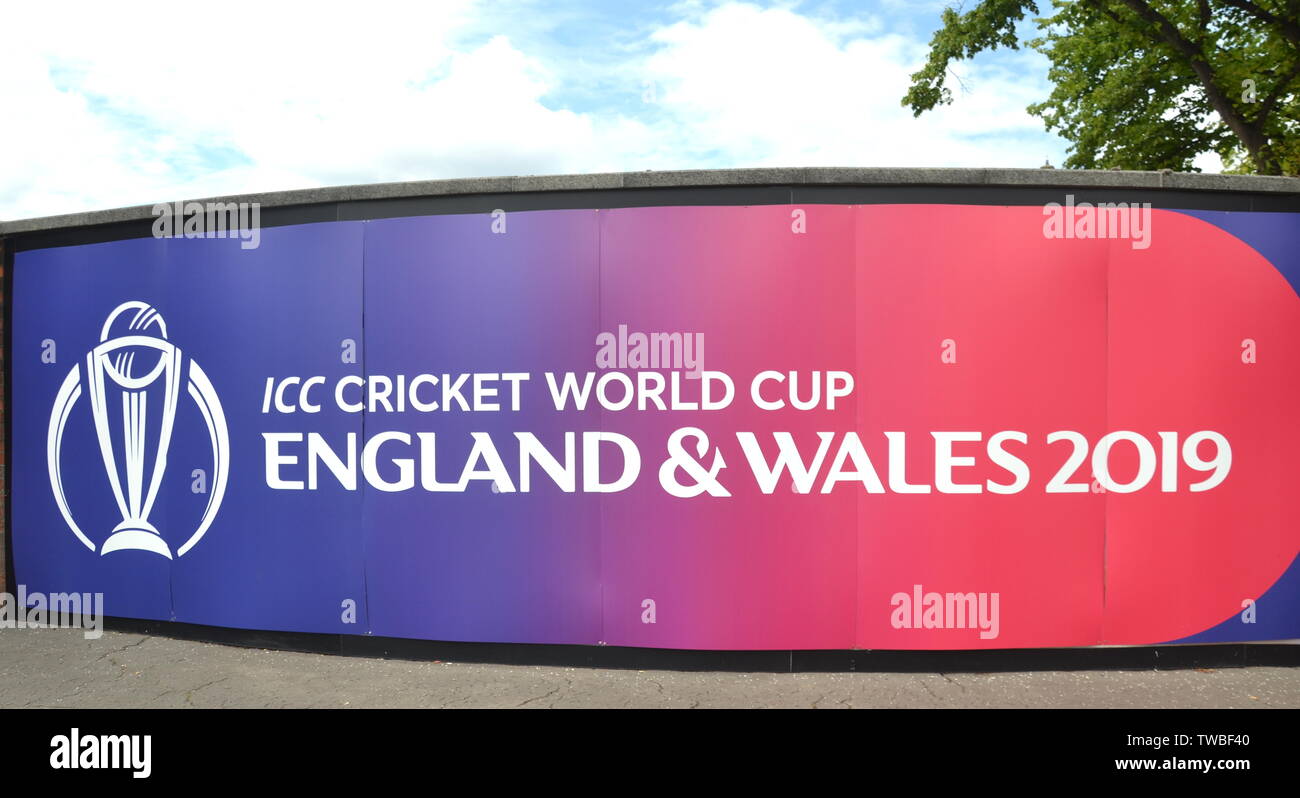 Signage for the ICC Cricket World Cup 2019 at Lancashire Cricket Club ...