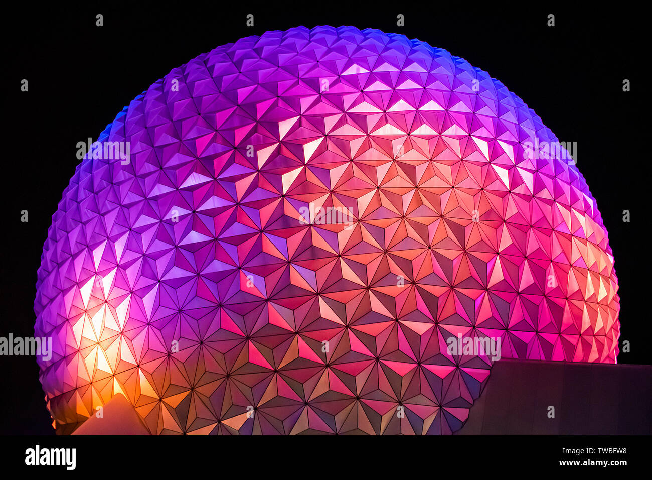 Orlando, Florida. June 03, 2019.Top view of colorful and illuminated ...