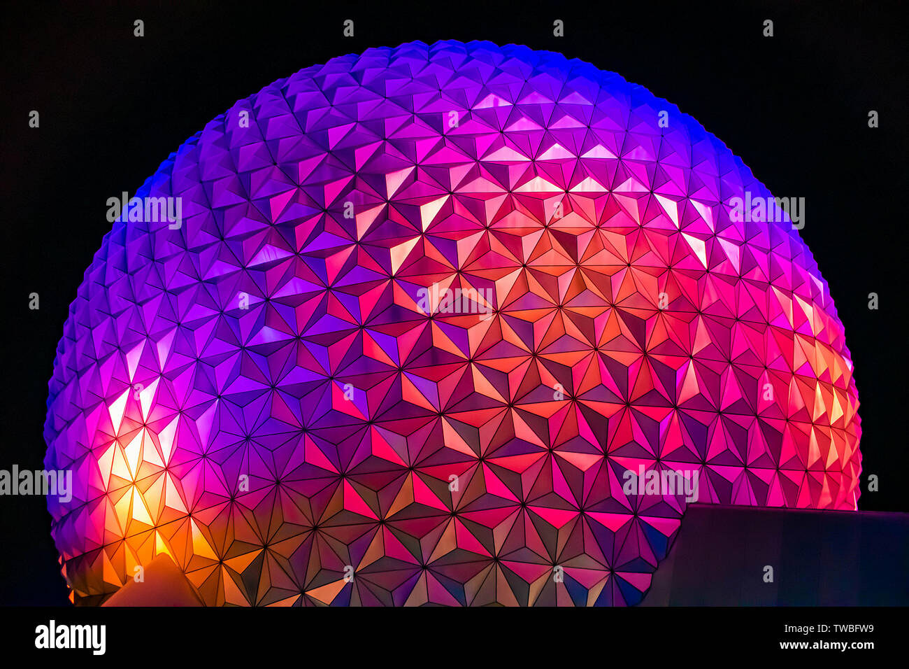 Orlando, Florida. June 03, 2019.Top view of colorful and illuminated ...