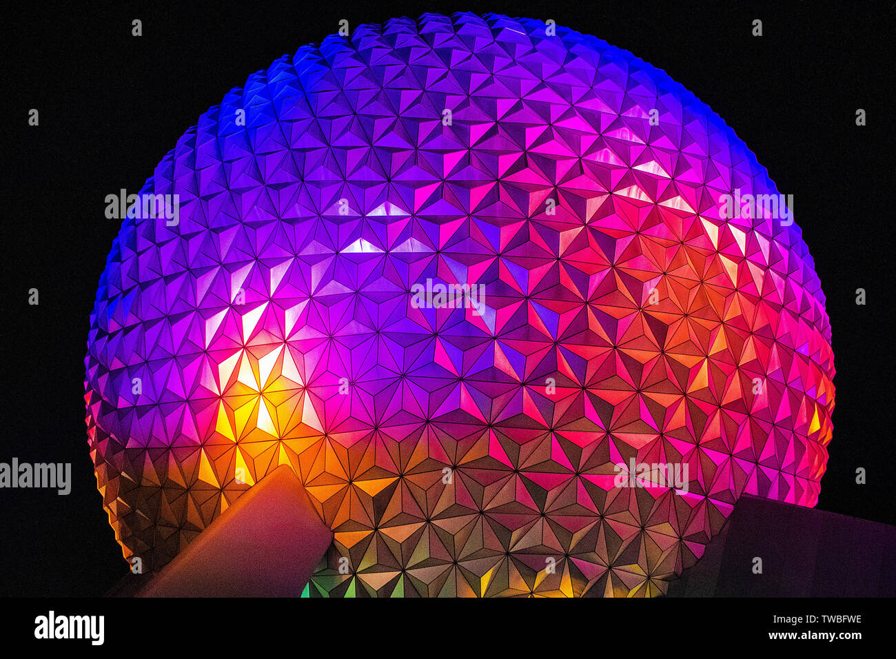 Orlando, Florida. June 03, 2019.Top view of colorful and illuminated ...