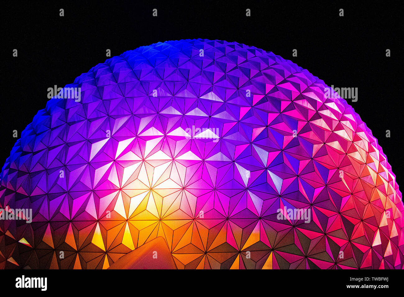 Orlando, Florida. June 03, 2019.Top view of colorful and illuminated ...