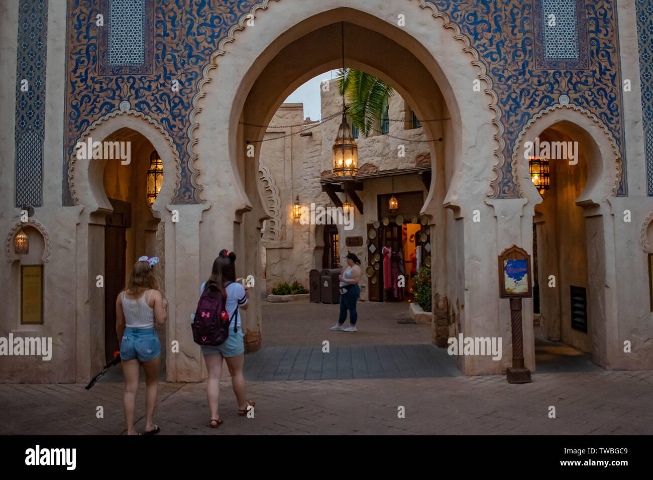 Orlando, Florida. May 16. 2019. People walking on Morocco Pavillion in ...