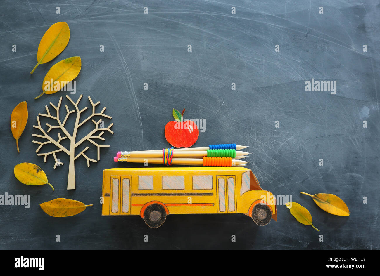 education and back to school concept. Top view photo of cardboard ...