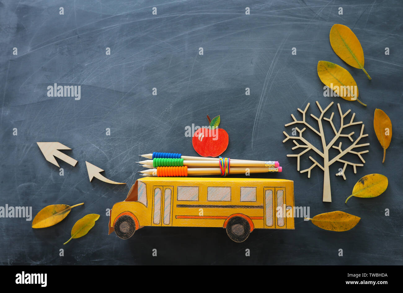 education and back to school concept. Top view photo of cardboard ...