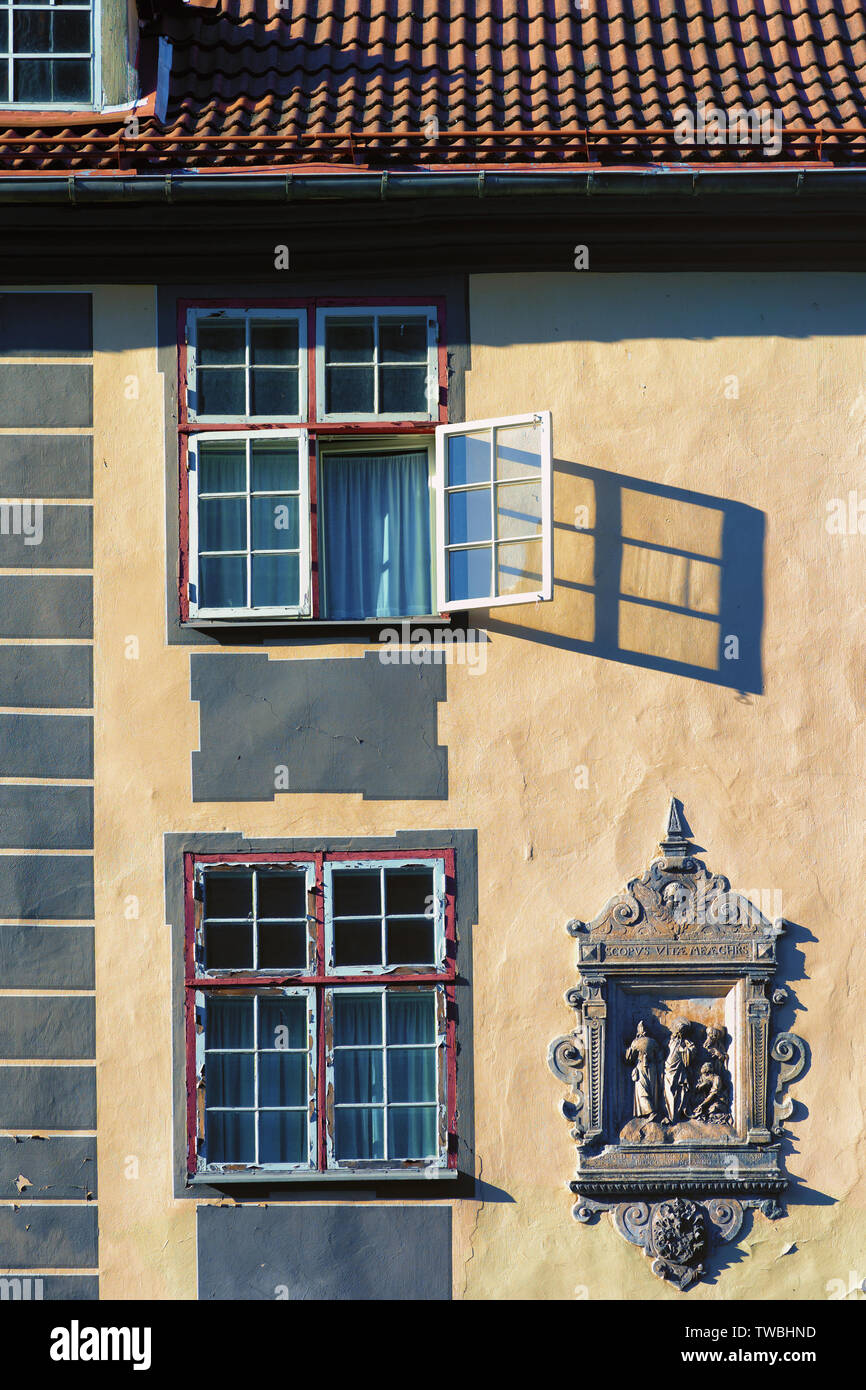 Open window on the facade of an old house Stock Photo - Alamy