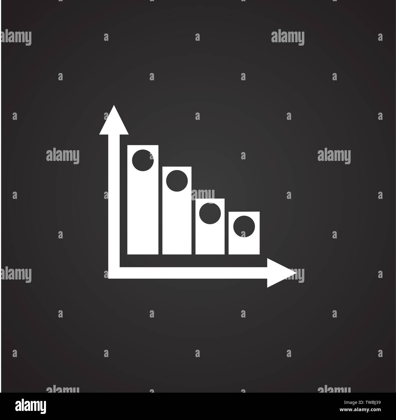 Down chart icon on background for graphic and web design. Simple ...