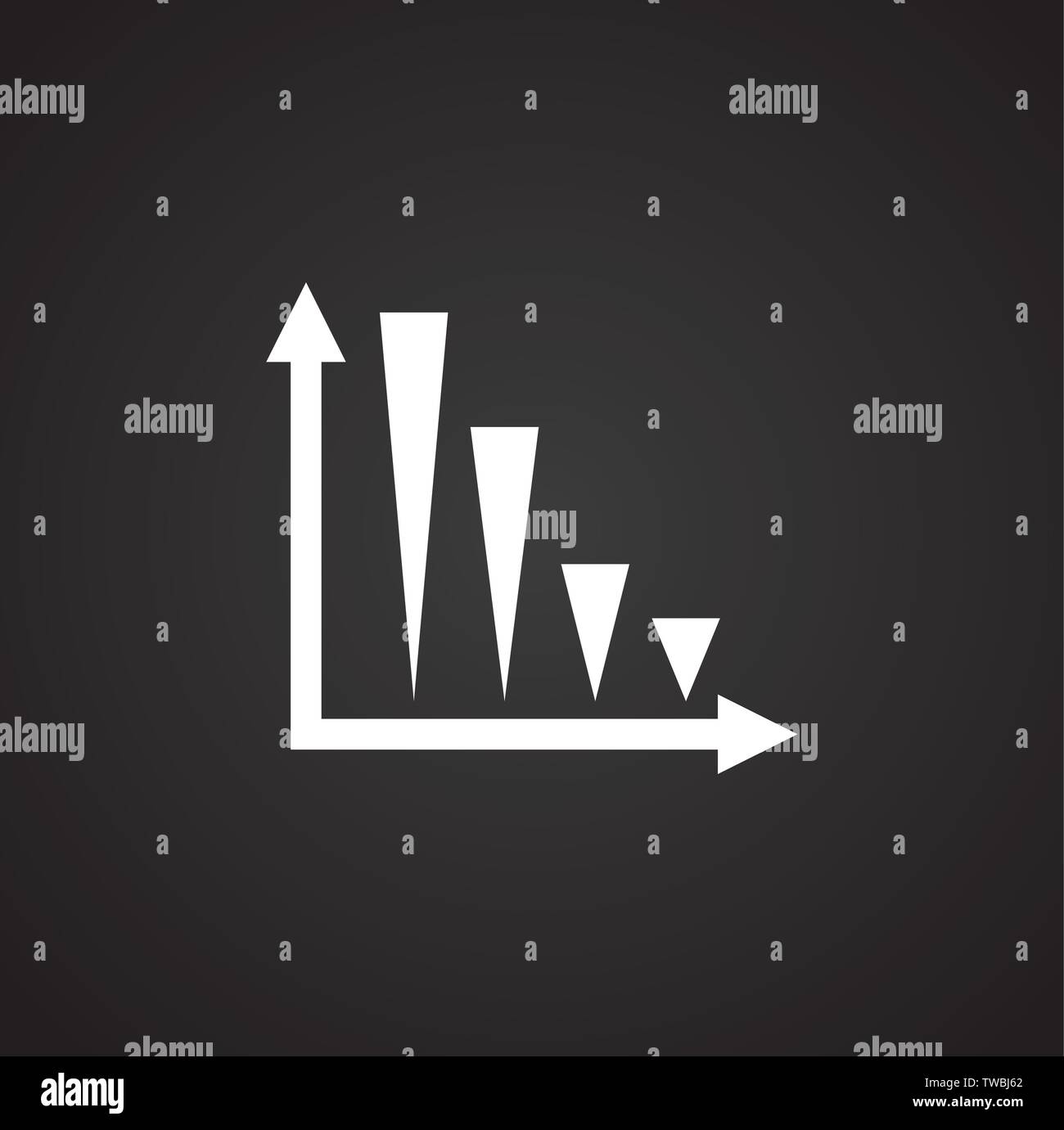 Down chart icon on background for graphic and web design. Simple ...