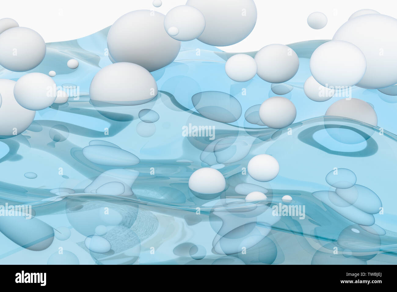 Creative balls emerging from clear water, 3-D rendering Stock Photo - Alamy