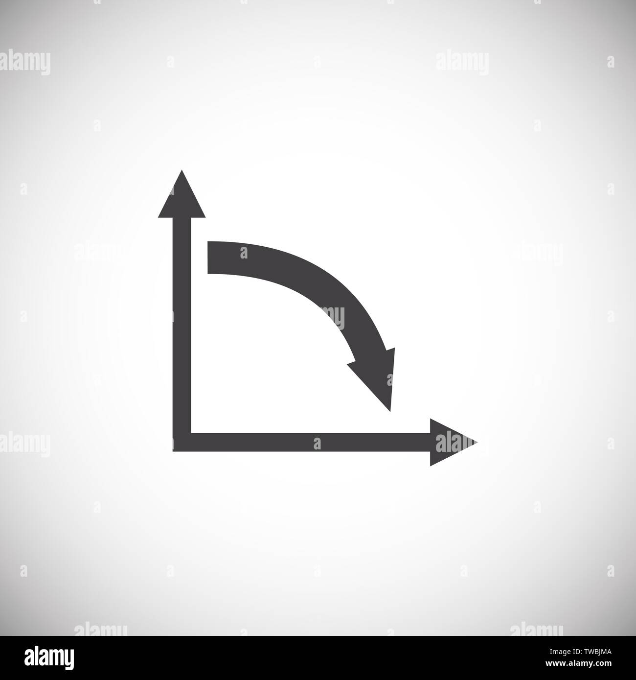 Down chart icon on background for graphic and web design. Simple ...