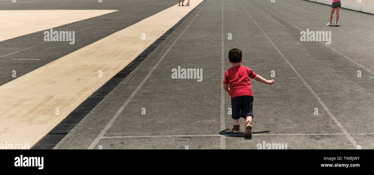 little child kid running alone - competition - growth concept Stock ...