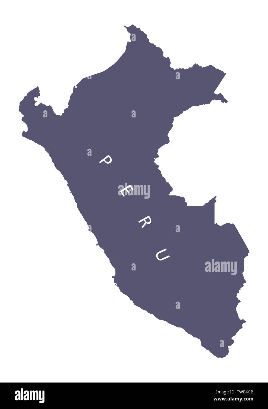 Peru silhouette map isolated on white background Stock Vector Image ...