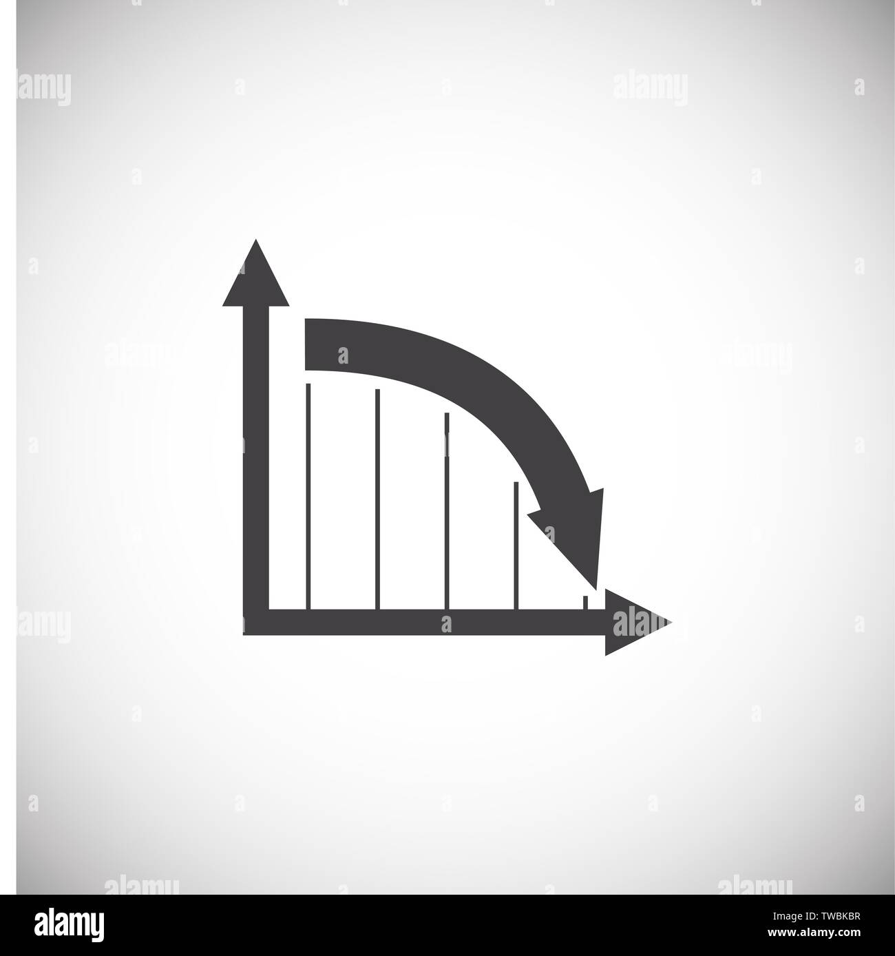Down chart icon on background for graphic and web design. Simple ...