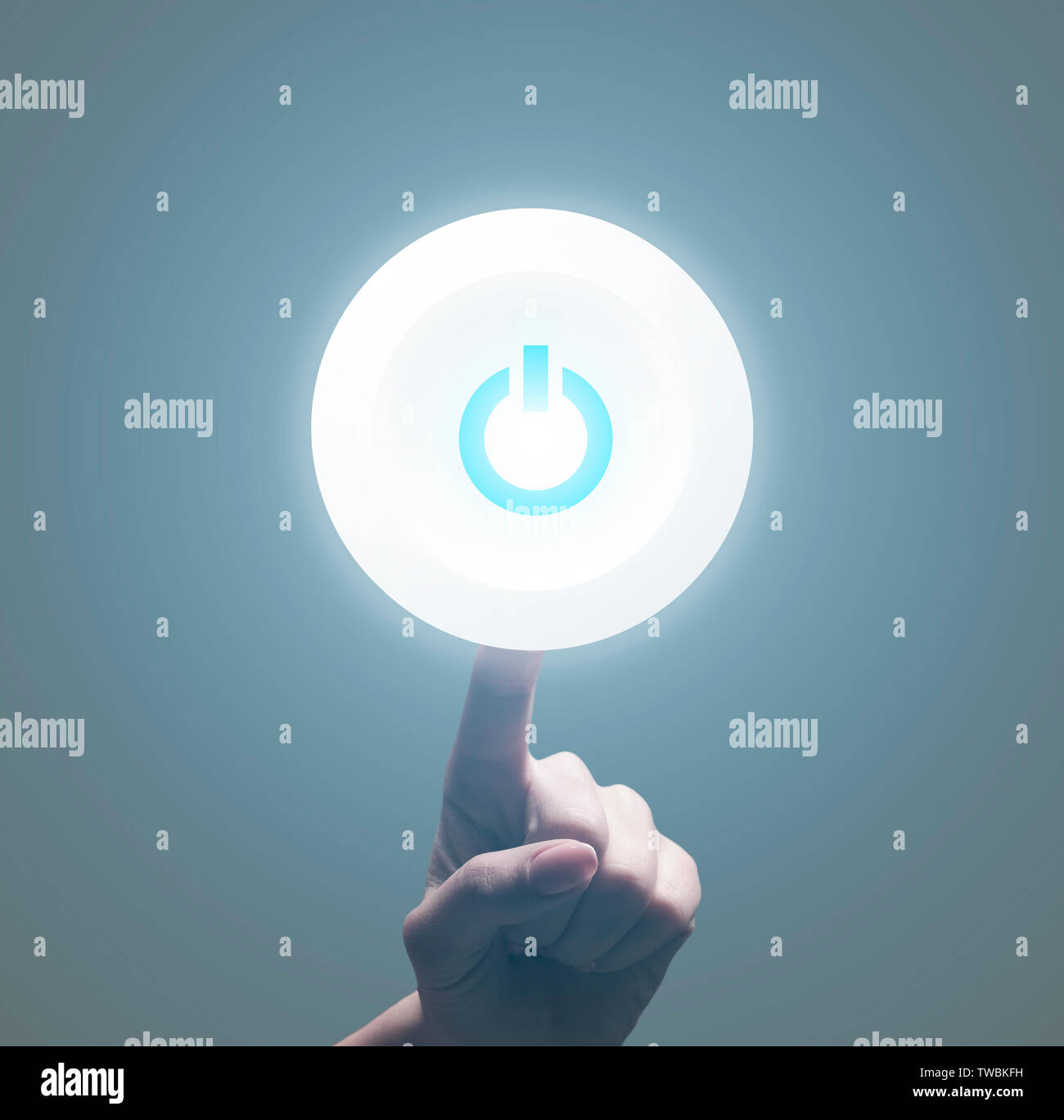 Finger on power button of computer hi-res stock photography and images ...