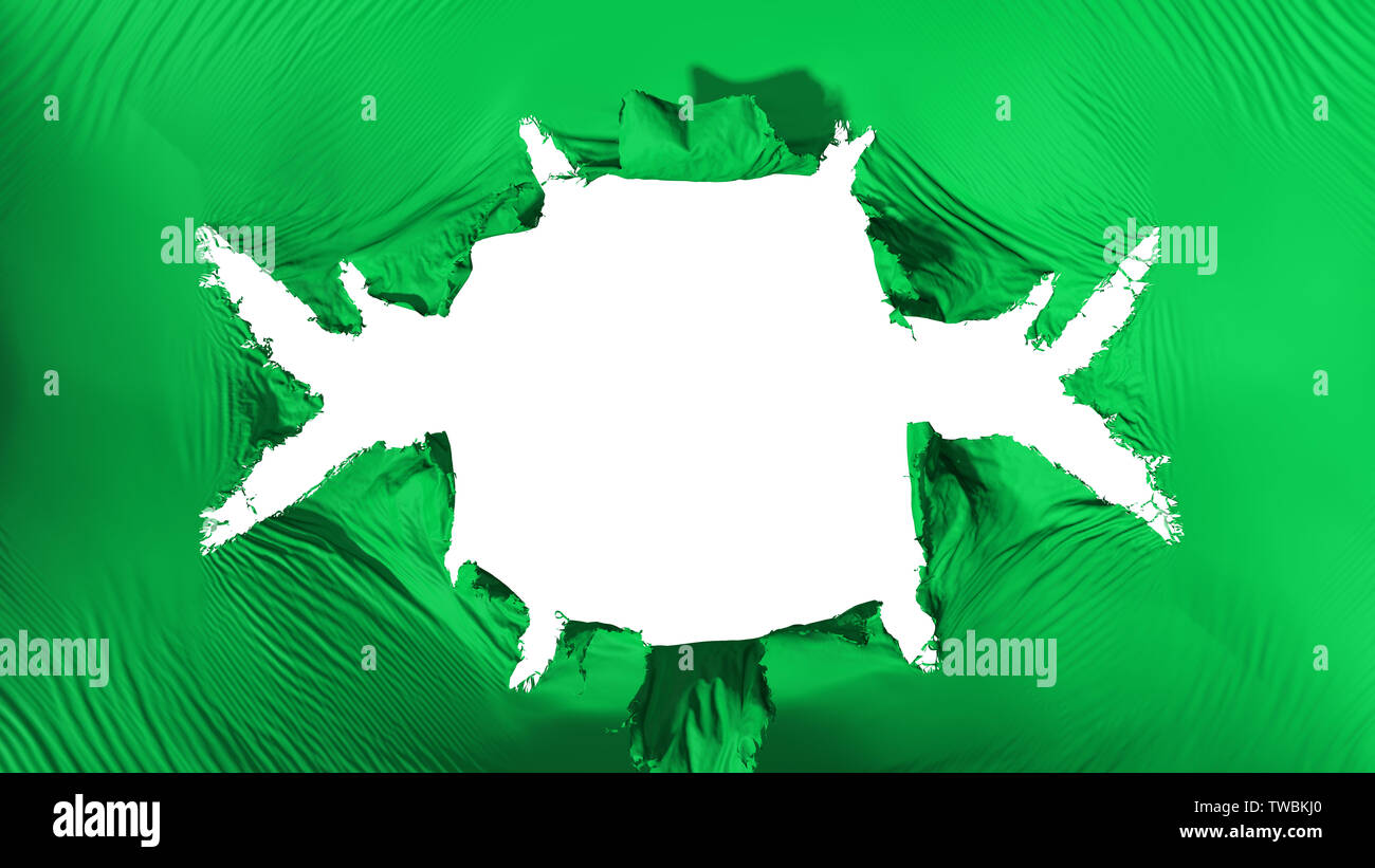 Green color flag with a big hole Stock Photo - Alamy