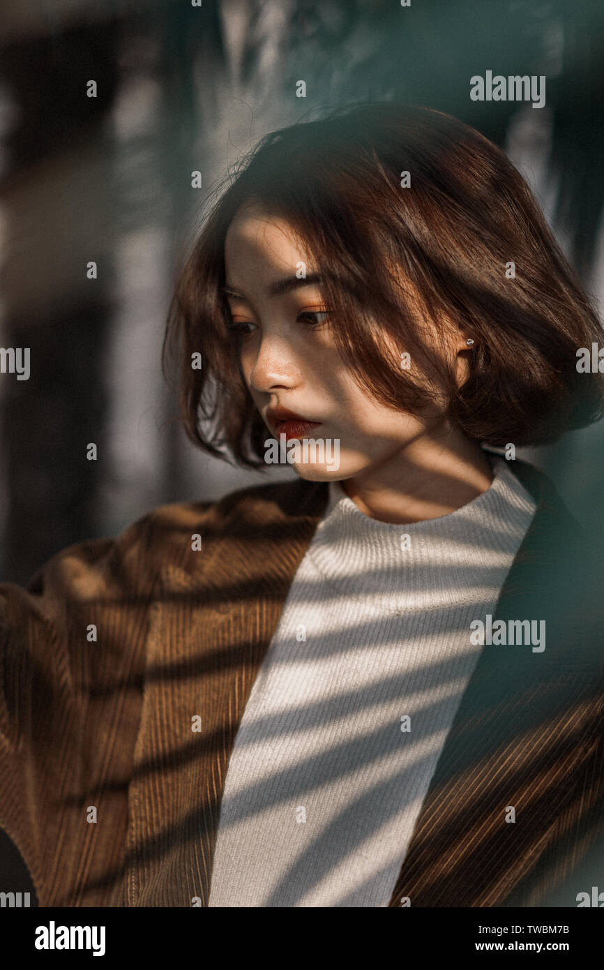 Light and Shadow Girl Stock Photo - Alamy