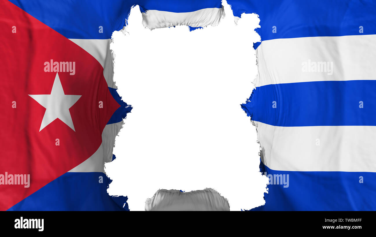 Ripped Cuba flying flag Stock Photo - Alamy