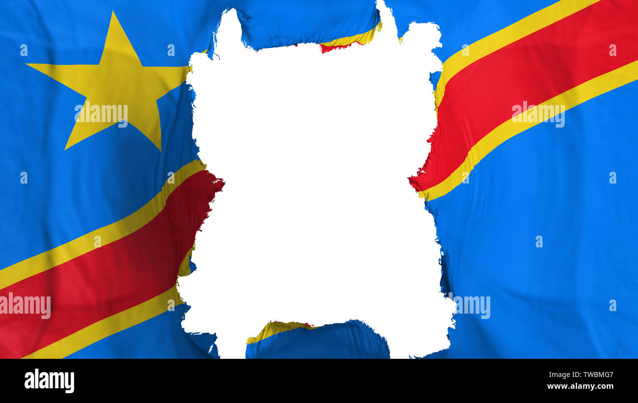 Ripped Democratic Republic of Congo Kinshasa flying flag Stock Photo ...