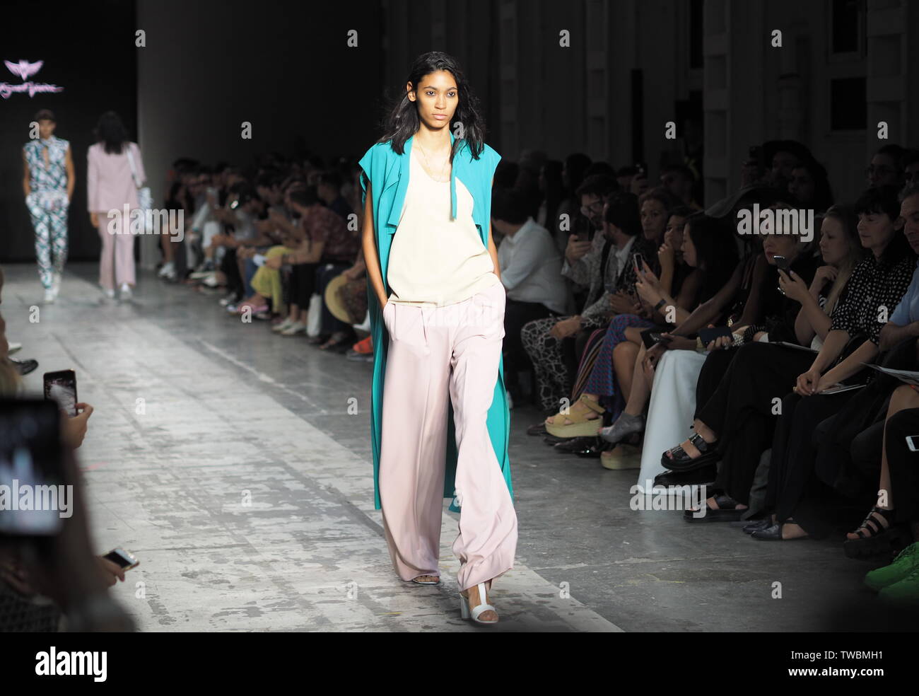 MILAN, ITALY - June 17: Models parade on catwalk for Miguel Vieira ...