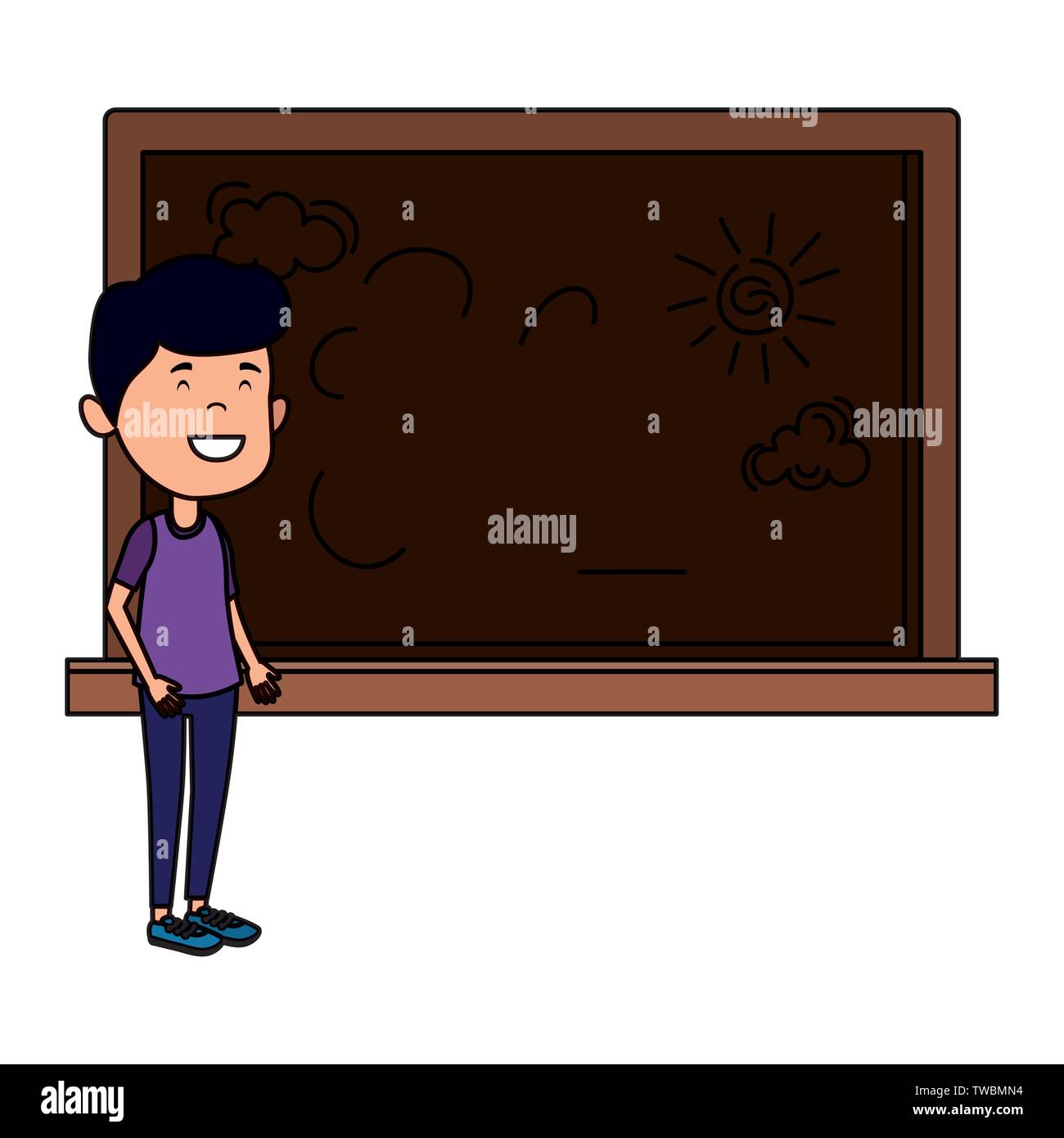 happy student boy drawing in chalkboard Stock Vector Image & Art - Alamy
