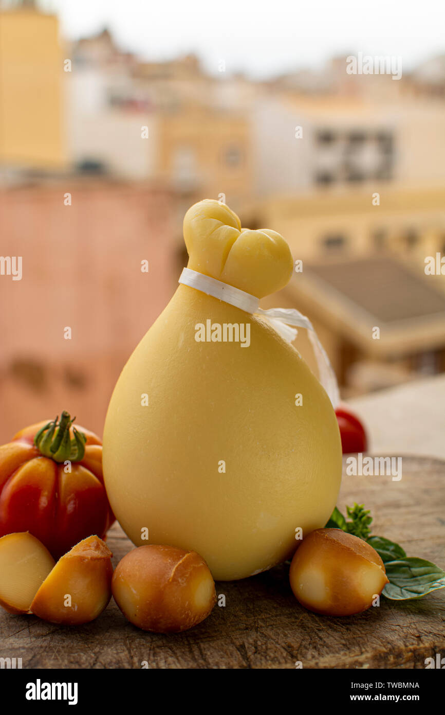 Cheese collection, Italian provolone caciocavallo aged and smoked ...