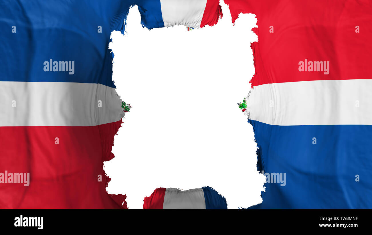Ripped Dominican Republic flying flag Stock Photo - Alamy